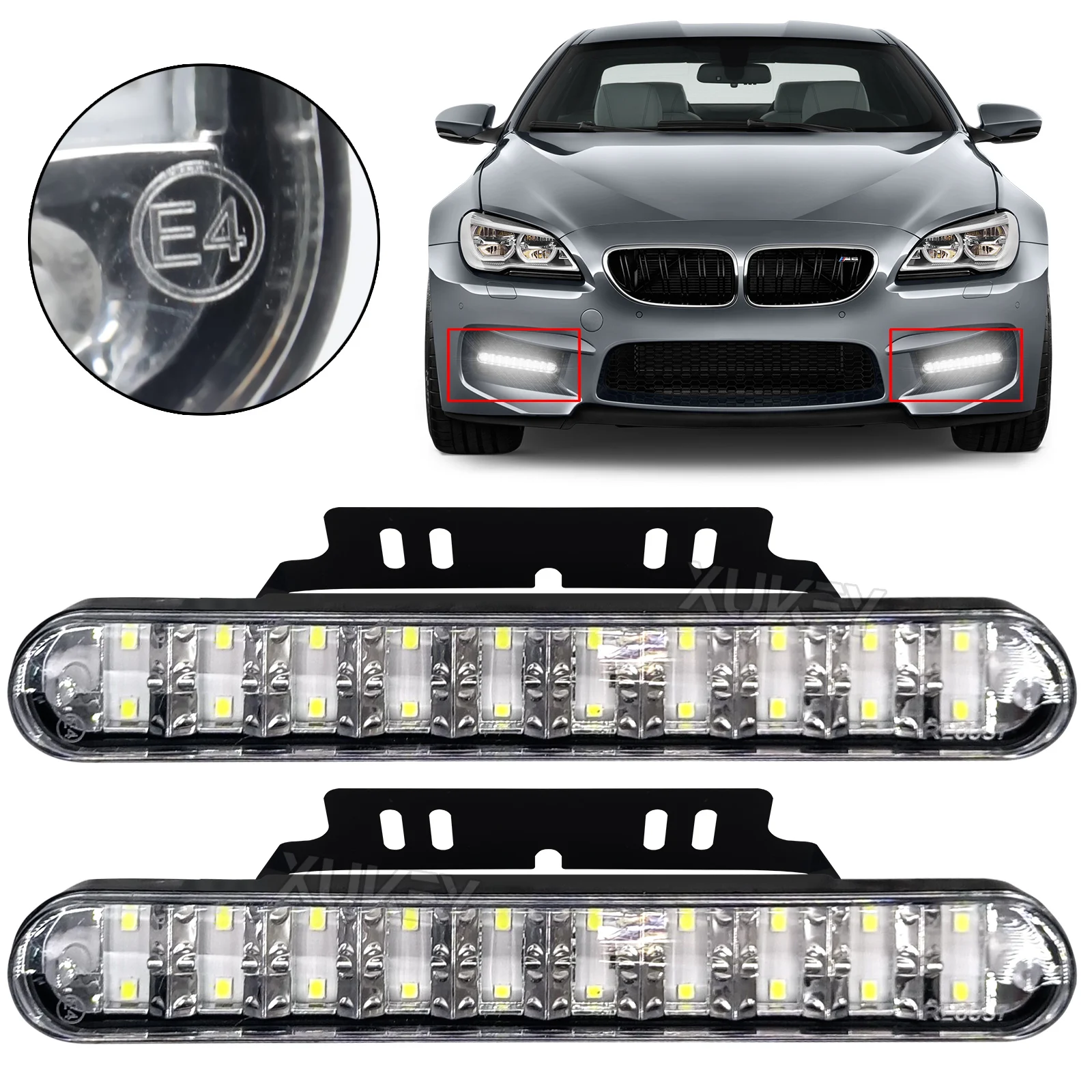 Pair 20 LED White 12V Car Universal Decorative Light Bar DRL Strip ...