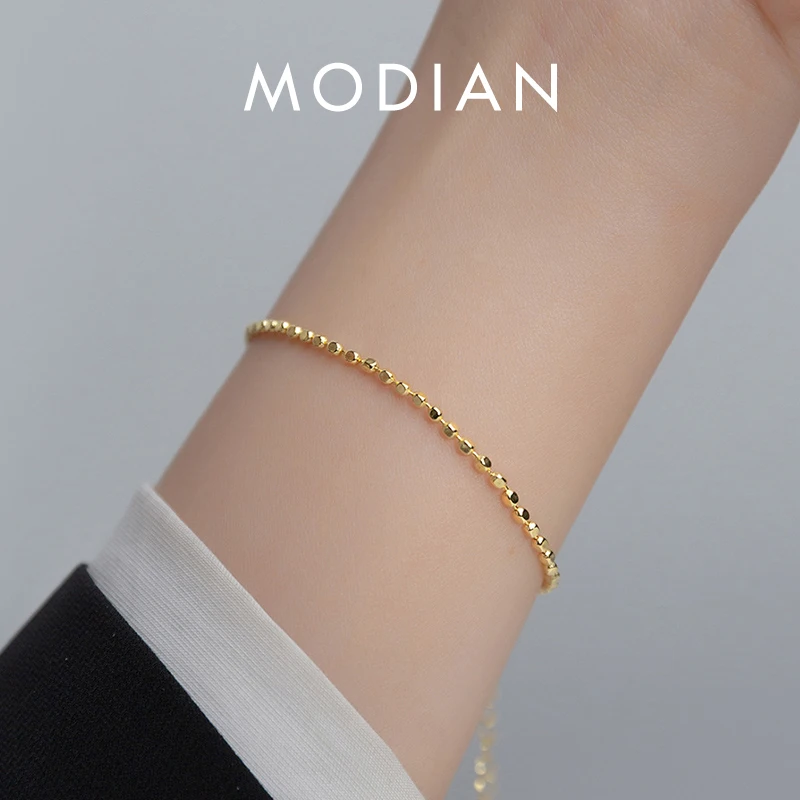 Modian-Simple-Square-Link-Chain-Bracelets-Real-925-Sterling-Silver ...