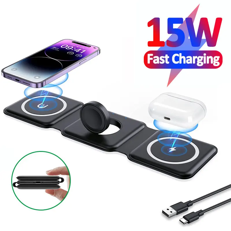 15W-3-in-1-Magnetic-Wireless-Charger-Stand-Foldable-for-iPhone-14-13-12 ...