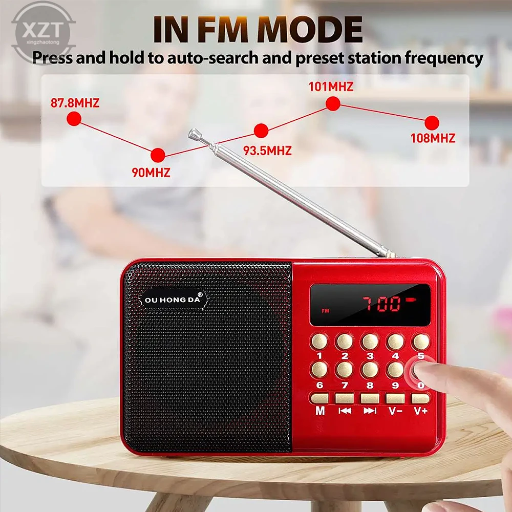 K11 Mini Portable Radio Handheld Rechargeable Digital FM USB MP3 Player ...