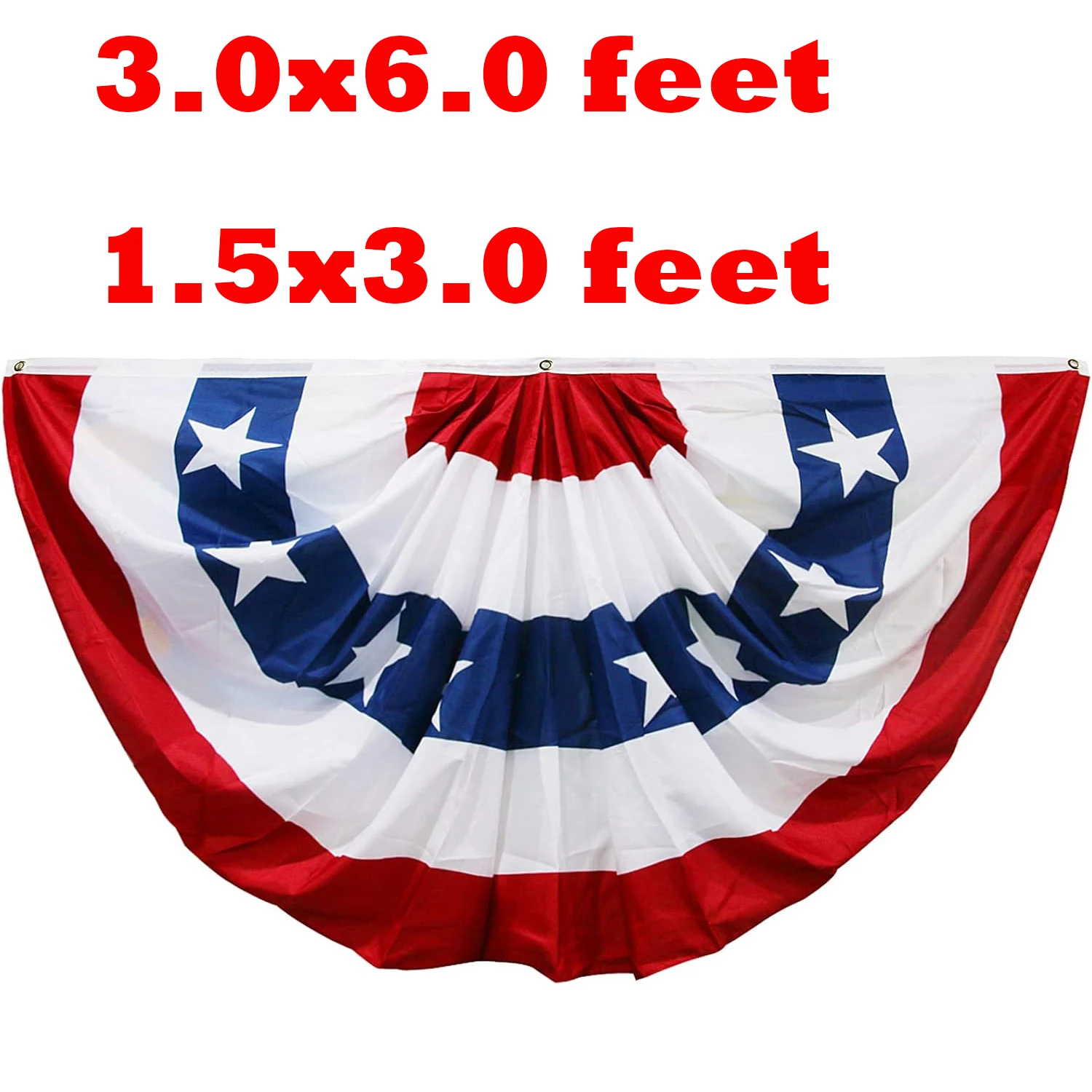 American Flag Bunting Outside 3x6 1.5x3 FT Red White Blue USA Pleated ...