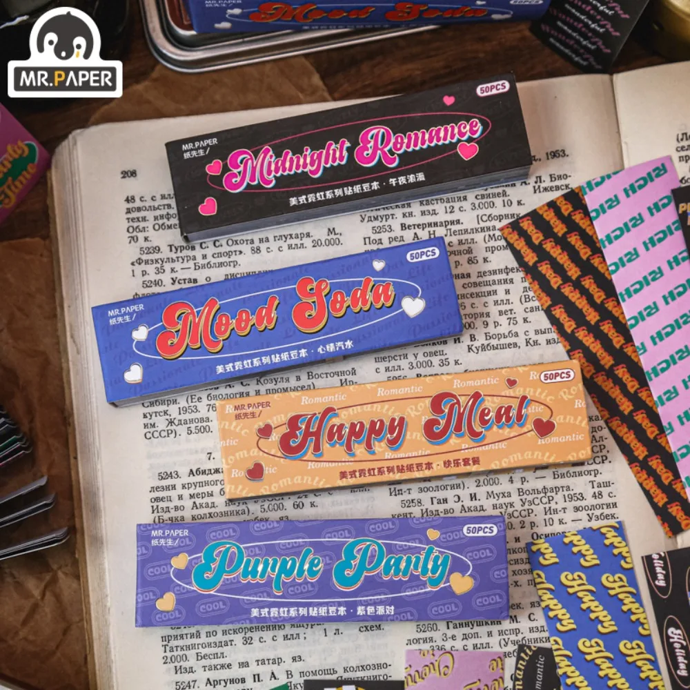 Mr-Paper-Light-Retro-English-Sticker-Book-Colorful-Guka-Handbook ...