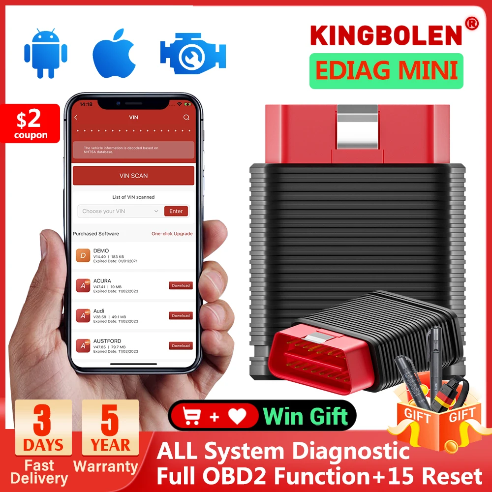 KINGBOLEN EDIAG MINI ALL System 15 Resets Car Diagnostic Tools FULL ...
