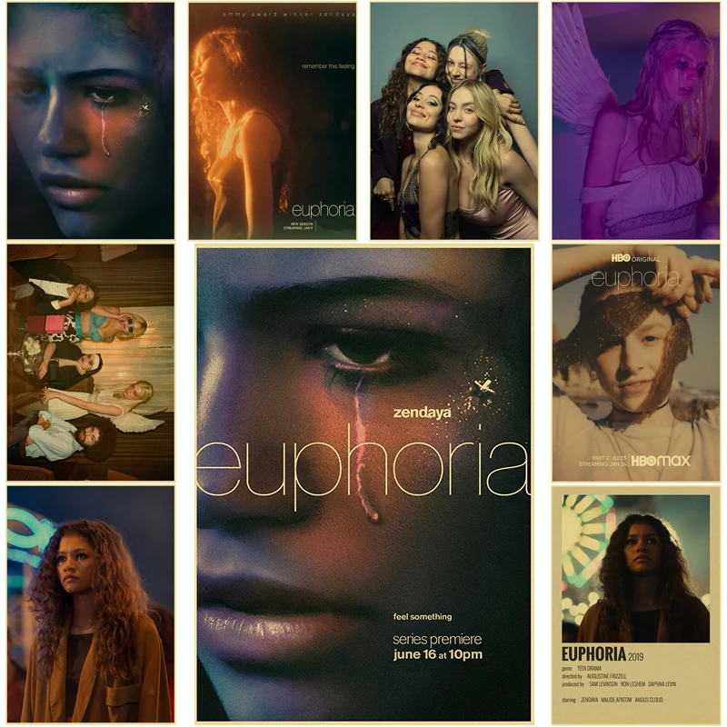 Euphoria TV Show Poster Retro Kraft Paper Prints Picture Zendaya ...
