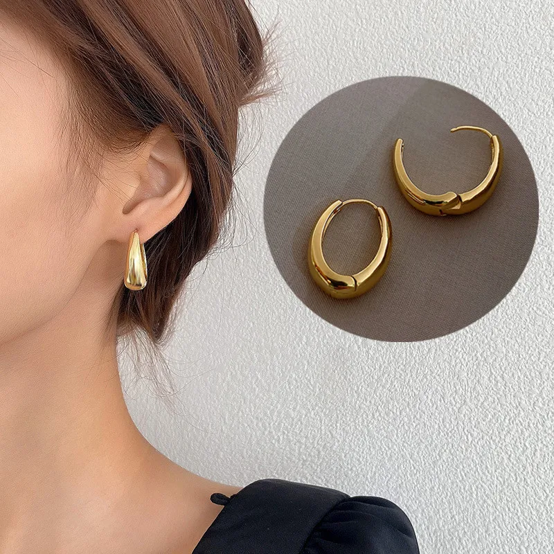 New-Fashion-Classic-Gold-Color-Drop-Metal-Hoop-Earrings-For-Woman ...