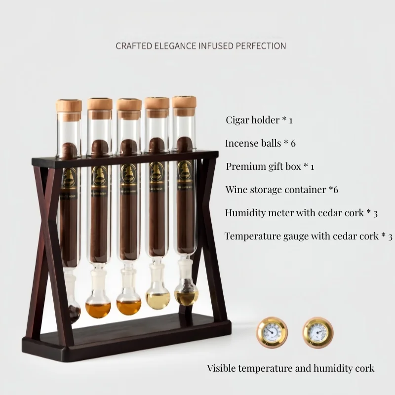 Five tube cigar Sealed Glass Tube Cigar Moisturizing Box for Multiple ...