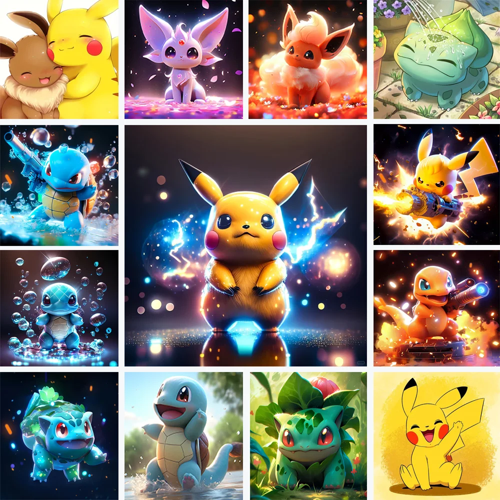 Pok-mon-5D-DIY-Diamond-Art-Painting-Pikachu-SLaura-tle-Eevee-Diamond ...