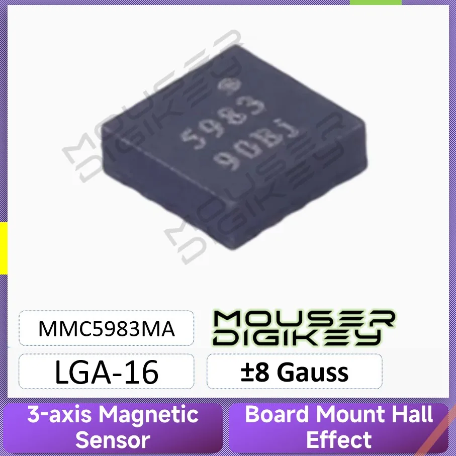 10pcs MMC5983MA MMC5983 5983 LGA-16 Board Mount Hall Effect 3-axis ...