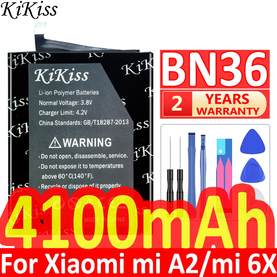 KiKiss-for-Xiao-Mi-BN36-BN-36-4100mAh-Battery-For-Xiaomi-6X-A2-Mi6X ...
