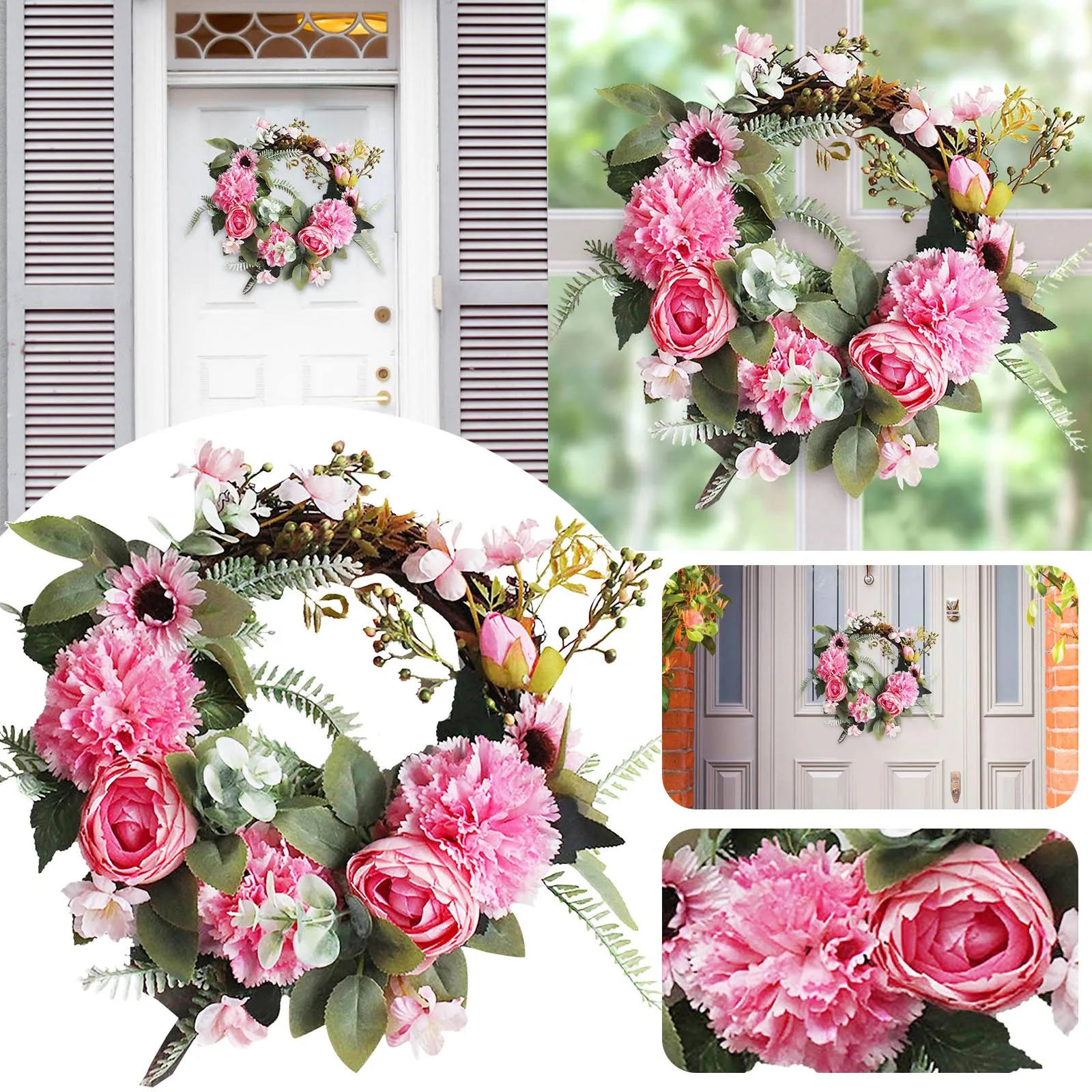 New-Years-Door-Hanger-Decoration-Window-Garland-Spring-Green-Pink ...