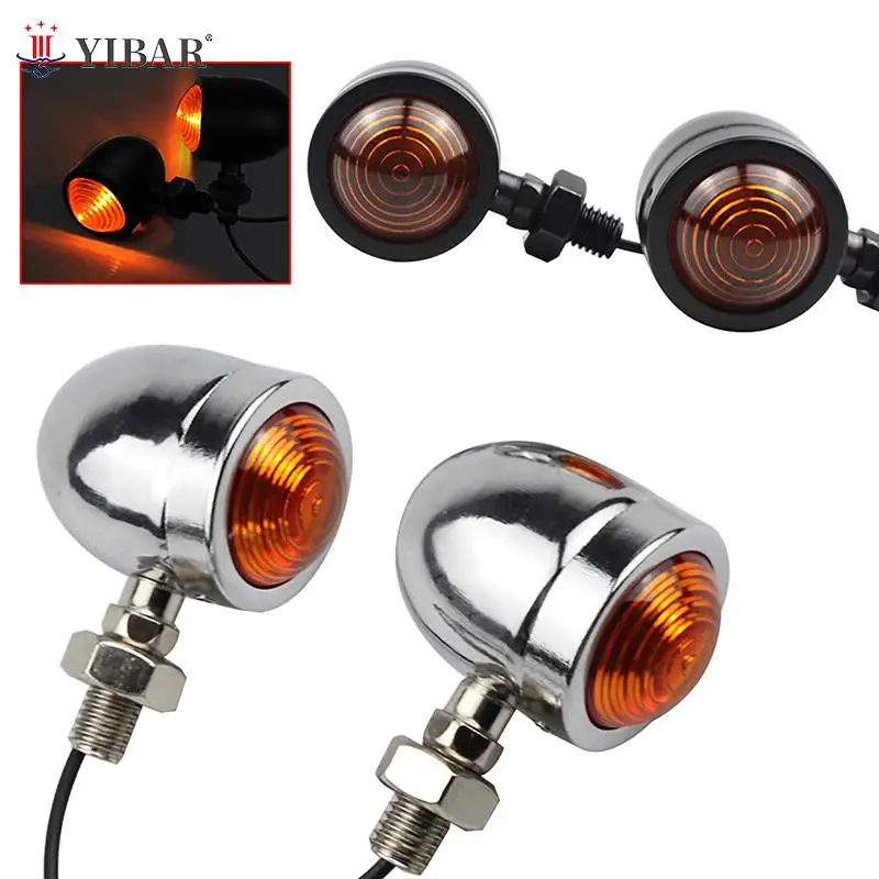 Amber-Motorbike-Blinker-Headlight-12v-Indicator-Lamp-Bullet-Chrome-2PCS ...