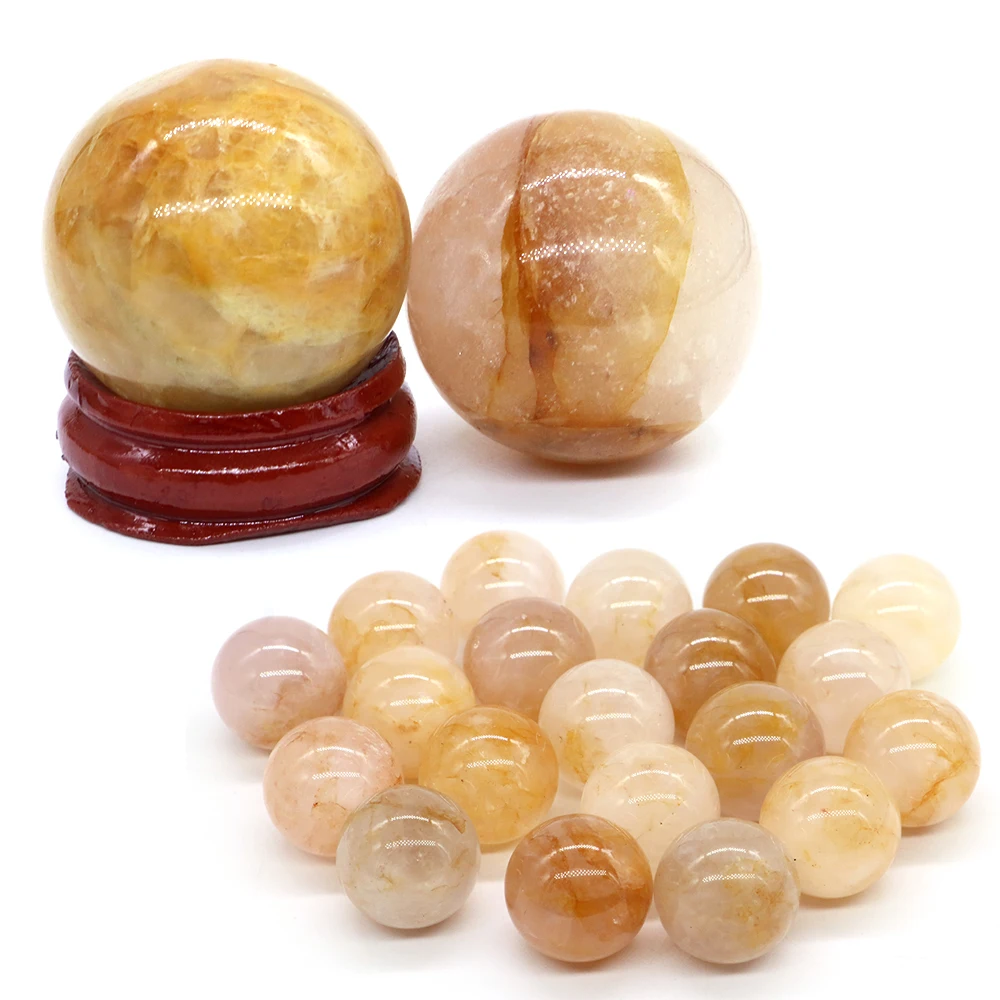 Natural-Crystal-Yellow-Inclusions-Polished-Ball-Reiki-Healing-Stones ...