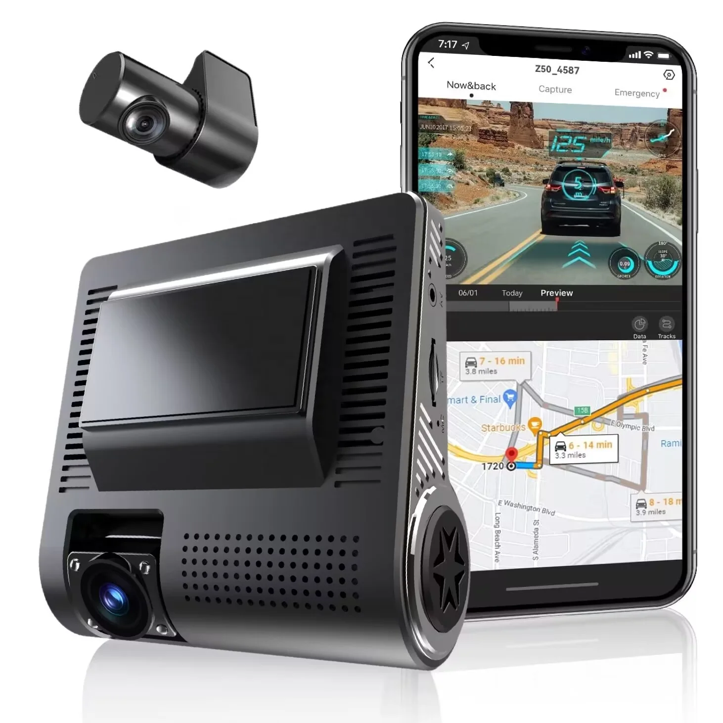 3-Channel-dash-cam-front-and-inside-with-WiFi-GPS-auto-rear-view-camera ...