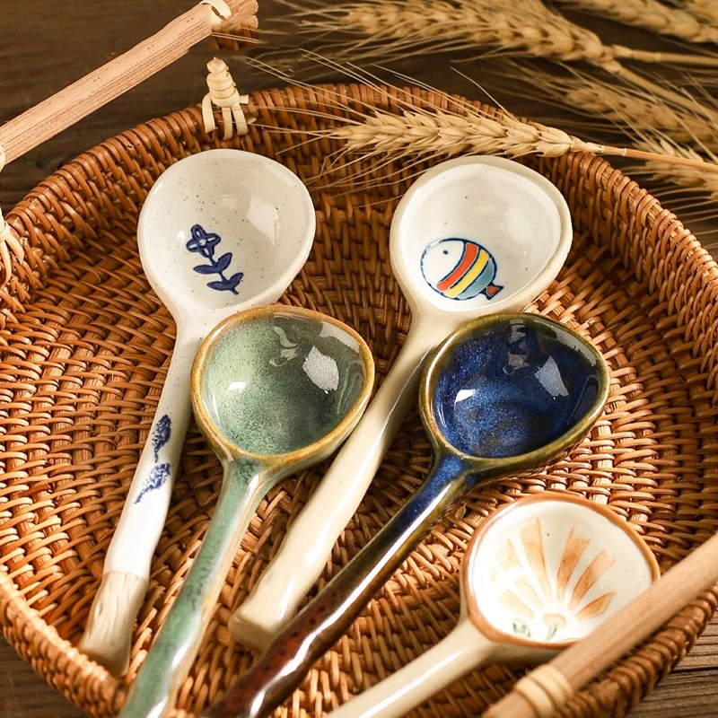 Japanese-Ceramic-Spoon-Vintage-Stoneware-Spoon-Household-Soup-Spoon ...
