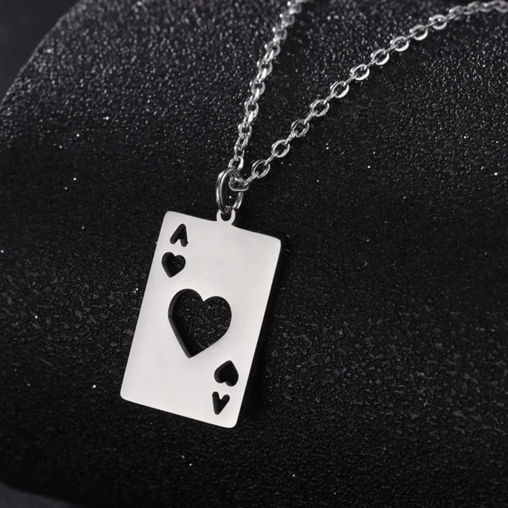 My Shape Lucky Ace Of Spades Necklace for Men Women Poker Card Pendant ...