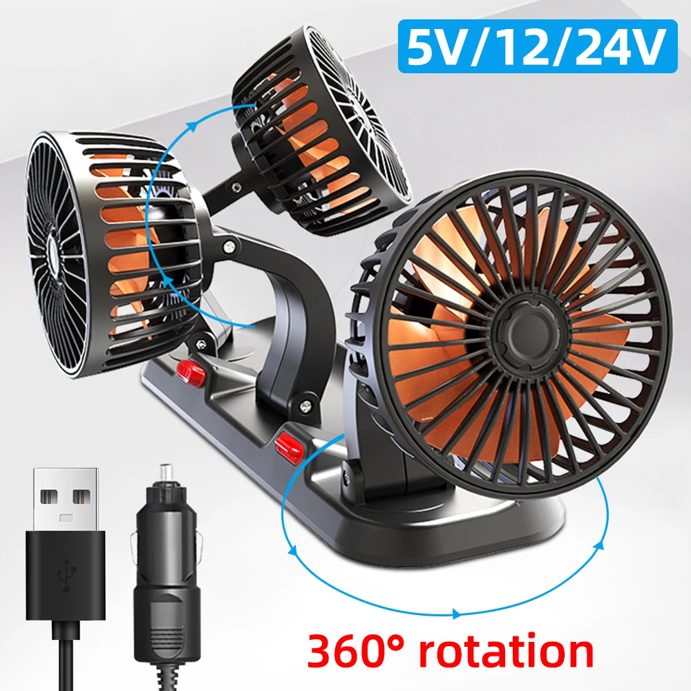 Upgrade-Three-Heads-Car-Cooling-Fan-5-12-24V-Adjustable-Angle-Car-Air ...