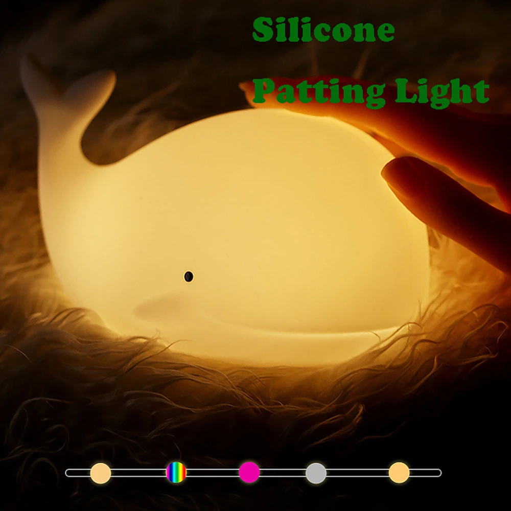 Led Nightlight Cartoon Bálna Szilikon Könnyű Éjjeli Dekoráció ...