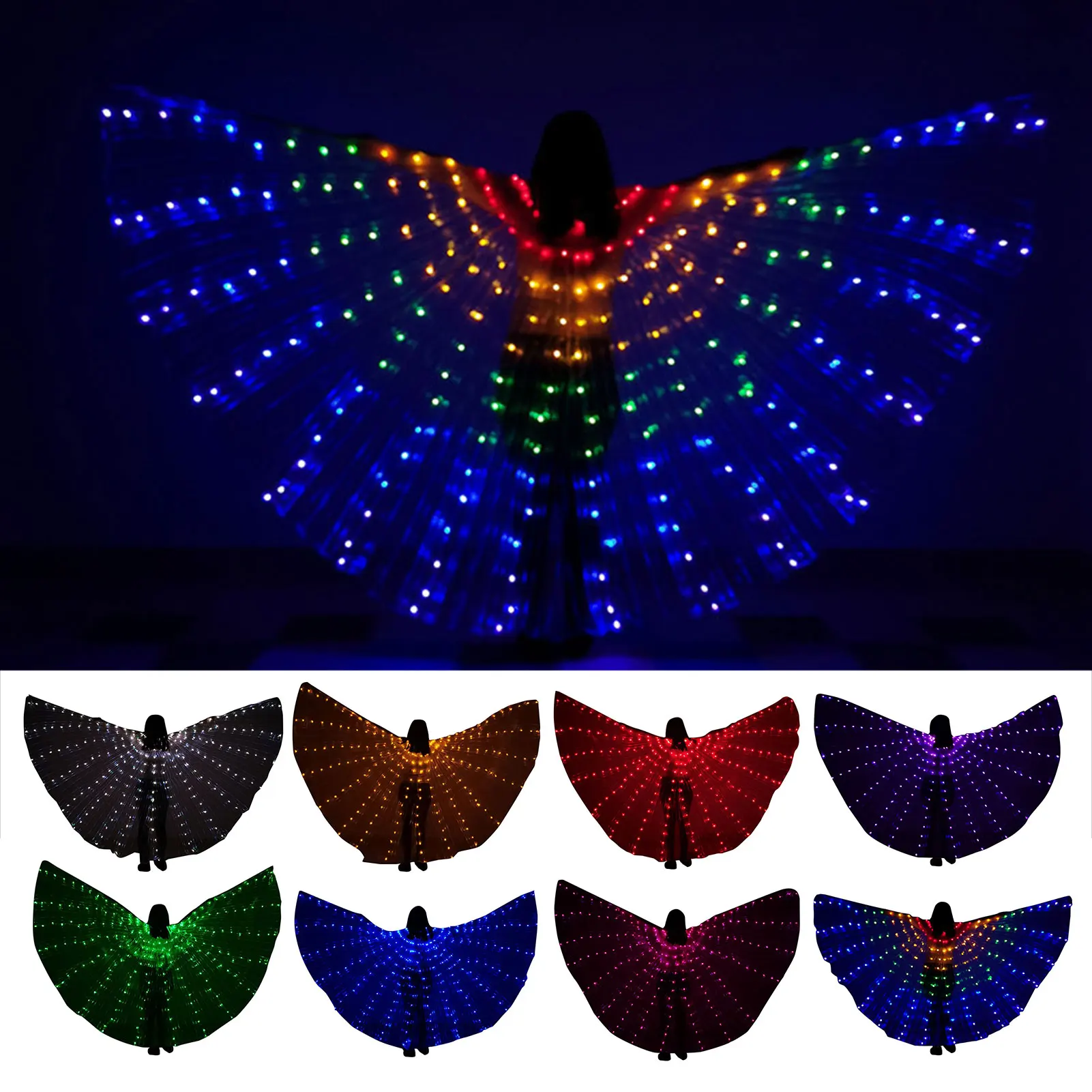 Full Color Women Belly Dance LED Wings Halloween Stage Girl LED Light ...
