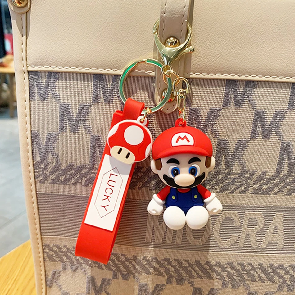 Super Mario Keychain Mario Bros Luigi Toad Yoshi Bowser Action Figure ...