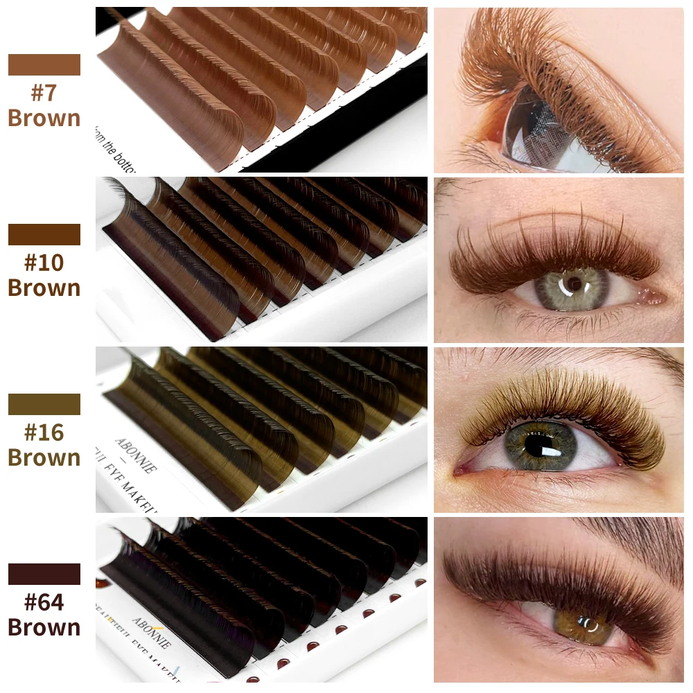 Abonnie-Brown-Individual-Eyelashes-Extension-All-Size-Lashes-Colorful ...