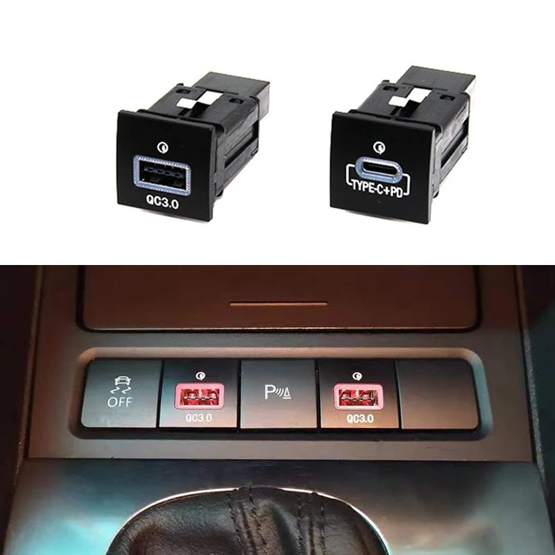 1pc Quick Car Charger Socket 12v/24v Cigarette Lighter Qc3.0 Pd Usb ...