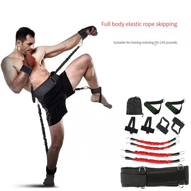 Jumping-Tension-Rope-Latex-Tube-Leg-Trainer-Waist-Elastic-Band-Boxing ...