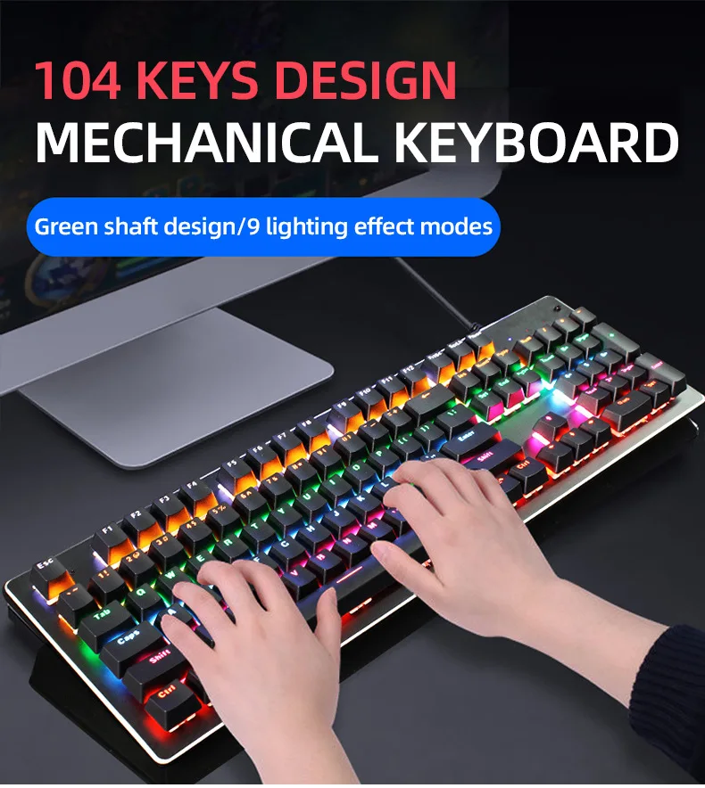 2024-True-mechanical-keyboard-RGB-game-green-axis-dustproof-and ...