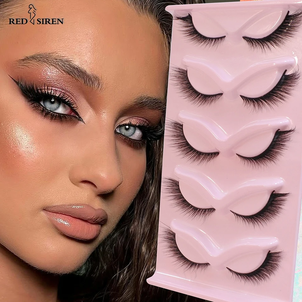 RED-SIREN-Cat-Eye-Lashes-5-Pairs-Winged-Wispy-Natural-False-Eyelashes ...