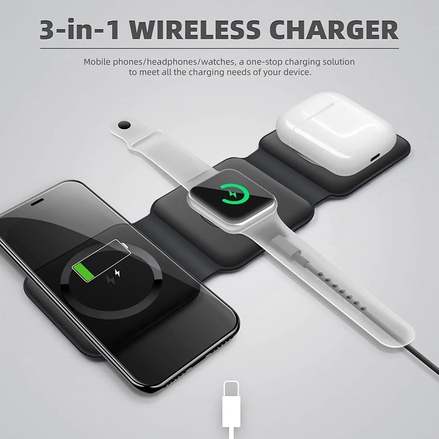 Nano – Chargeur Sans Fil Magnétique Pliable 3 En 1, Station De Charge ...