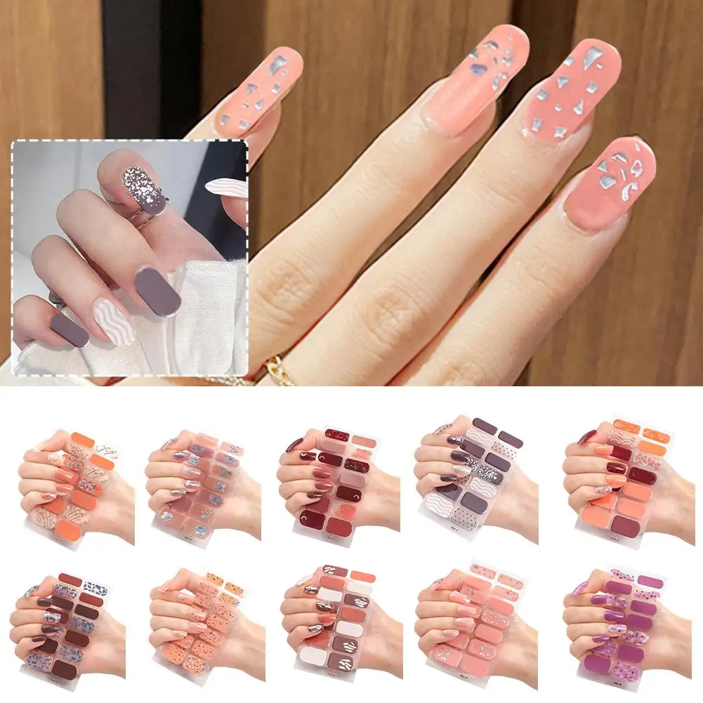 Semi-Cured-Gel-Nails-Art-Stickers-Fashion-Solid-Color-Manicure-Decal ...