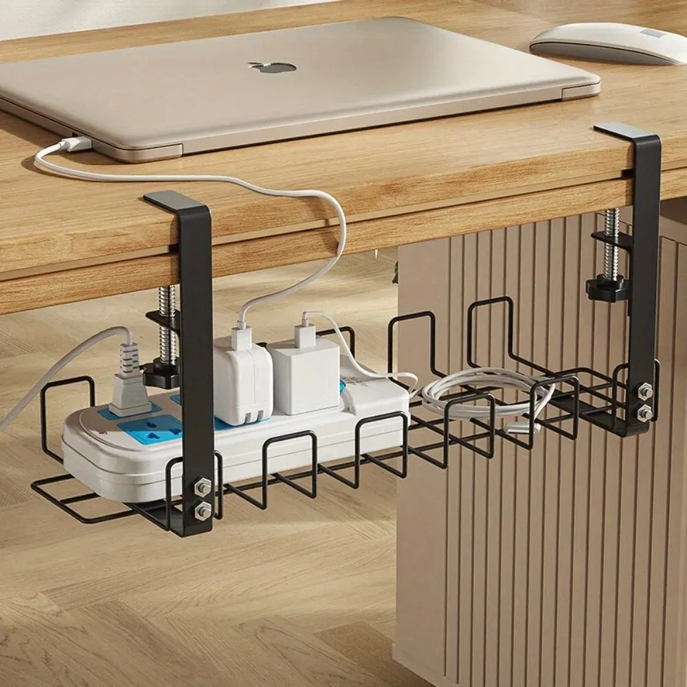Under-Table-Storage-Rack-Metal-Cable-Management-Tray-Home-Office-Desk ...