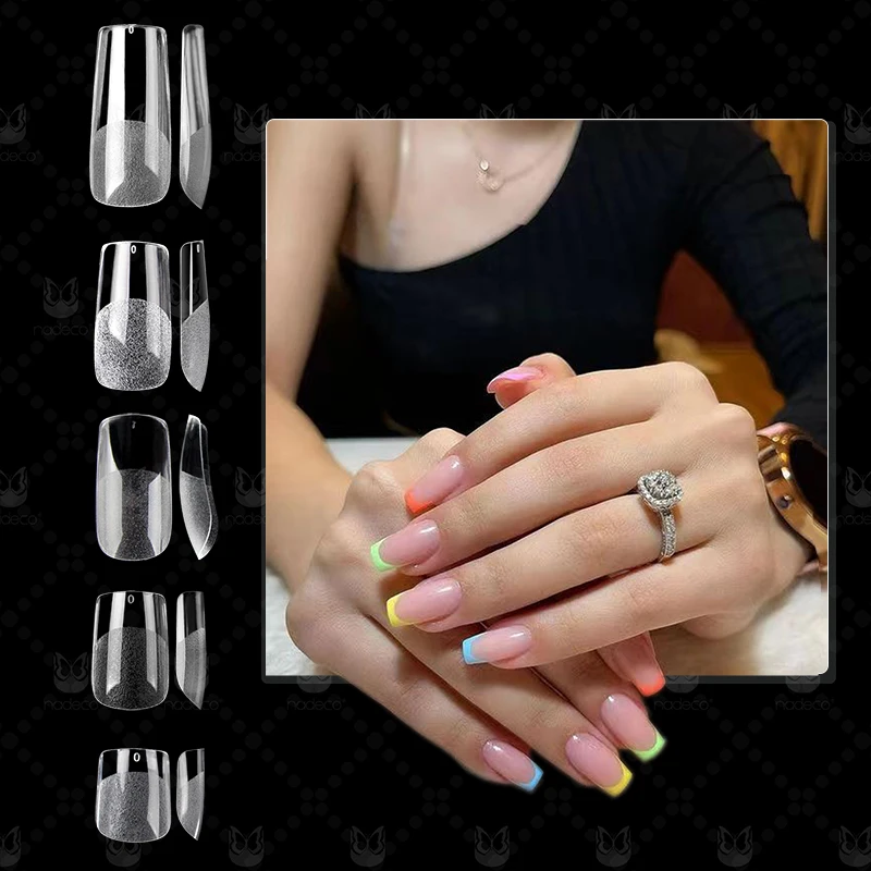 Square-Etching-Gel-Nail-Tips-Long-Medium-Short-Length-Fake-Nail ...