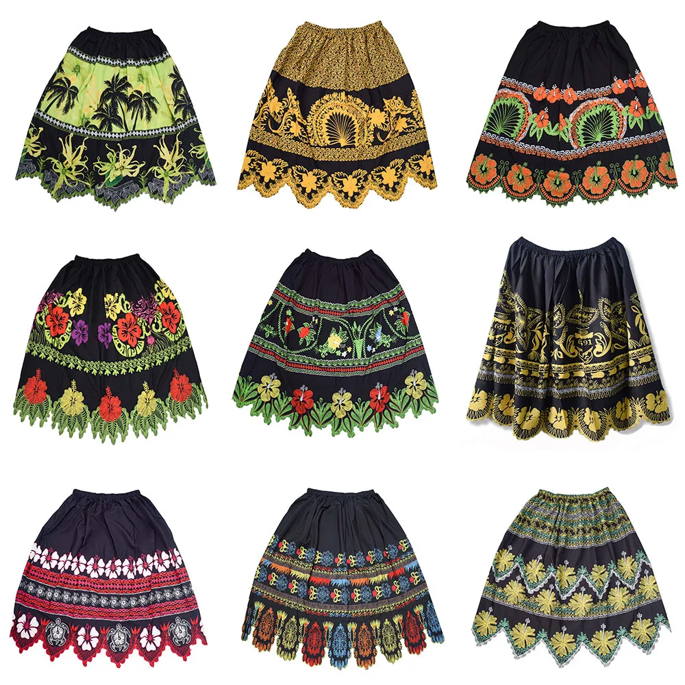 New Tropical Hawaiian Island Flower Pattern Skirt High Waist Printed ...