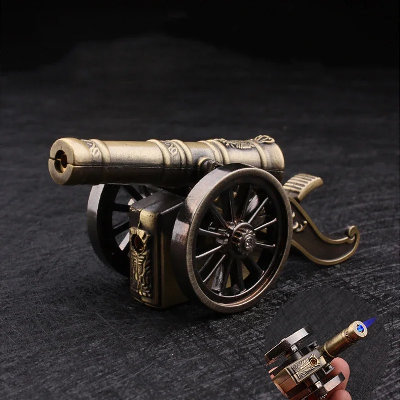 Personalized Mini Desktop Cannon Design Inflatable Windproof Blue Flame ...