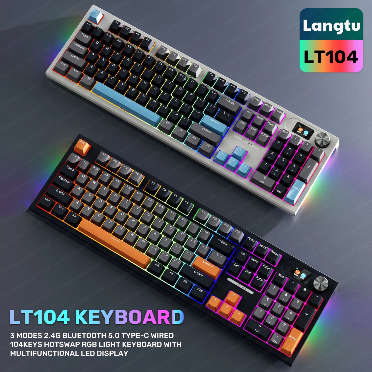 Langtu-LT104-Gaming-Mechanical-Keyboard-104Key-2-4G-Wireless-Bluetooth ...