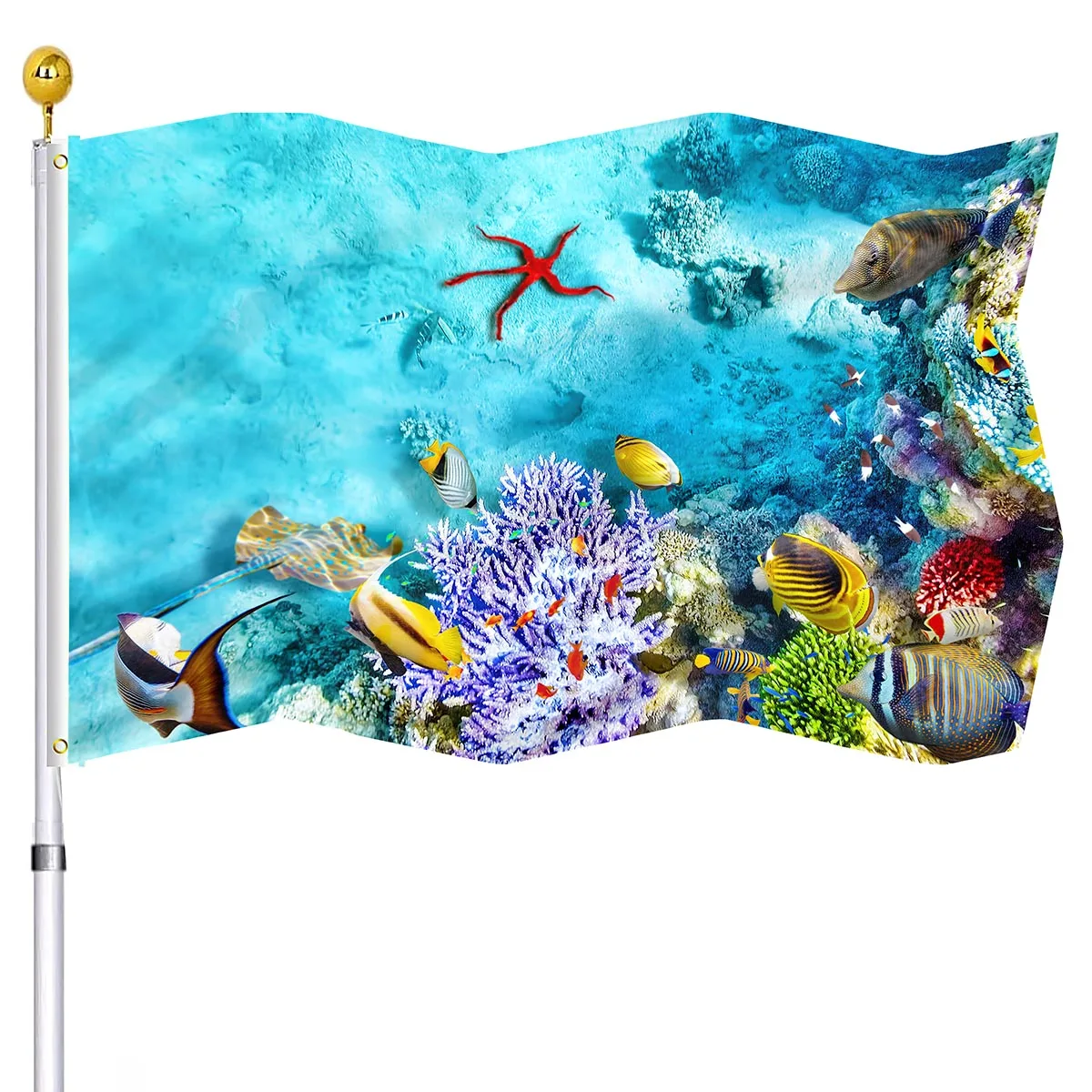 Ocean-Flag-Sea-Animal-Starfish-Coral-Outdoor-Flag-Large-Welcome-Yard ...
