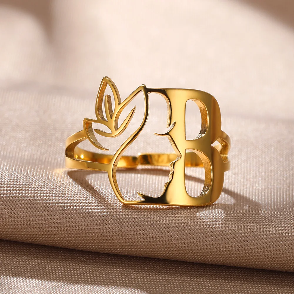B Letter In Gold Ring