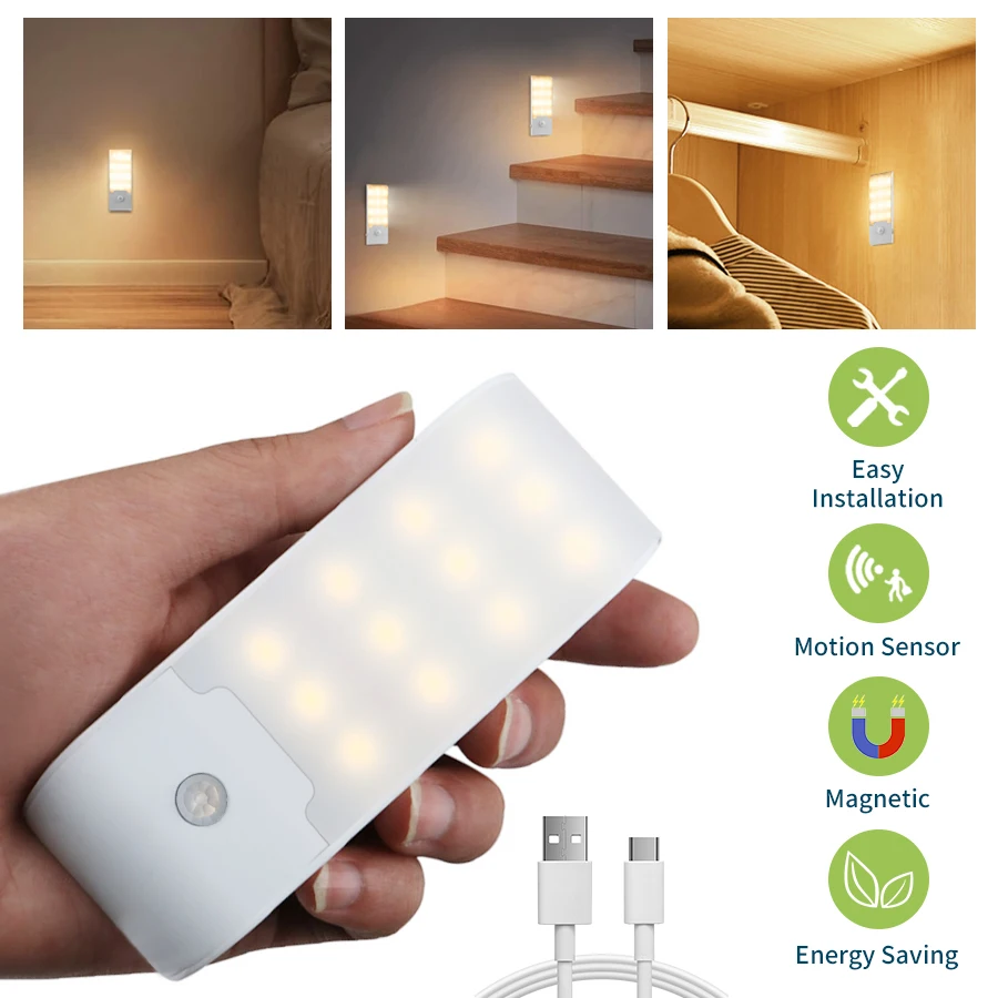 12-LED-Induction-Night-Light-Wireless-Magnetic-Cabinet-Light ...