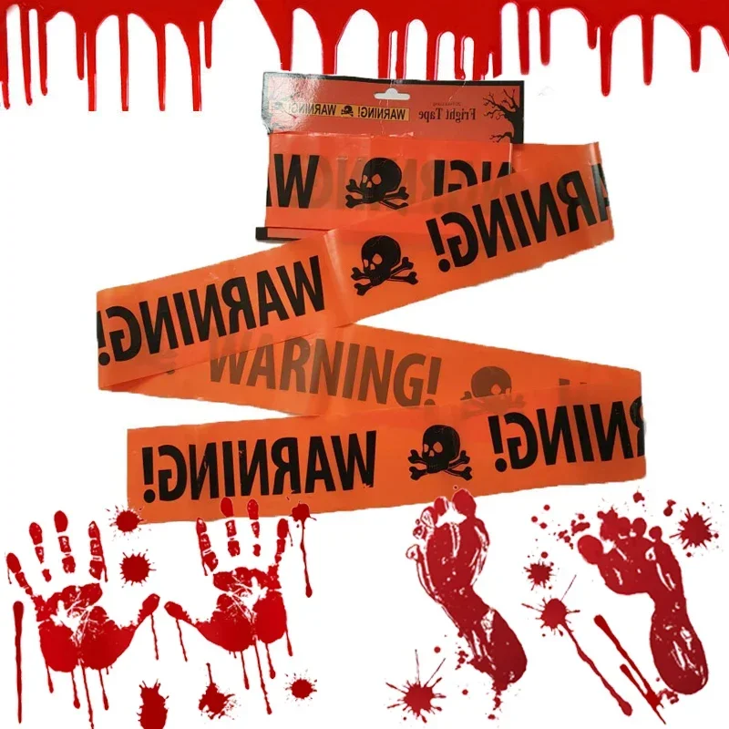 Halloween-Warning-Tape-bloody-handprints-Signs-Halloween-Props-Danger ...