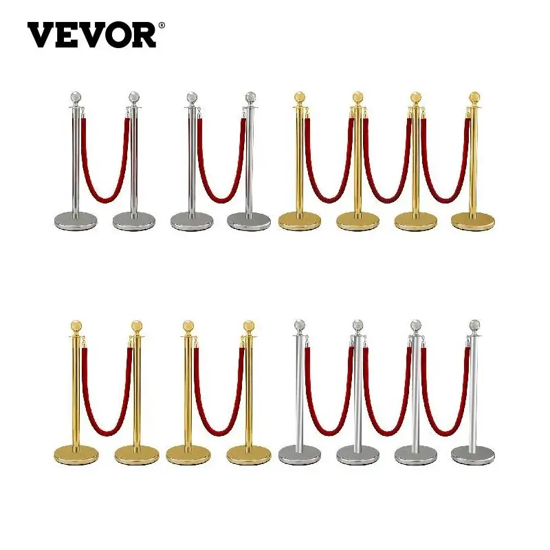 Vevor 38inch Gold Silver Stanchion Posts Queue Red Velvet Rope Crowd ...