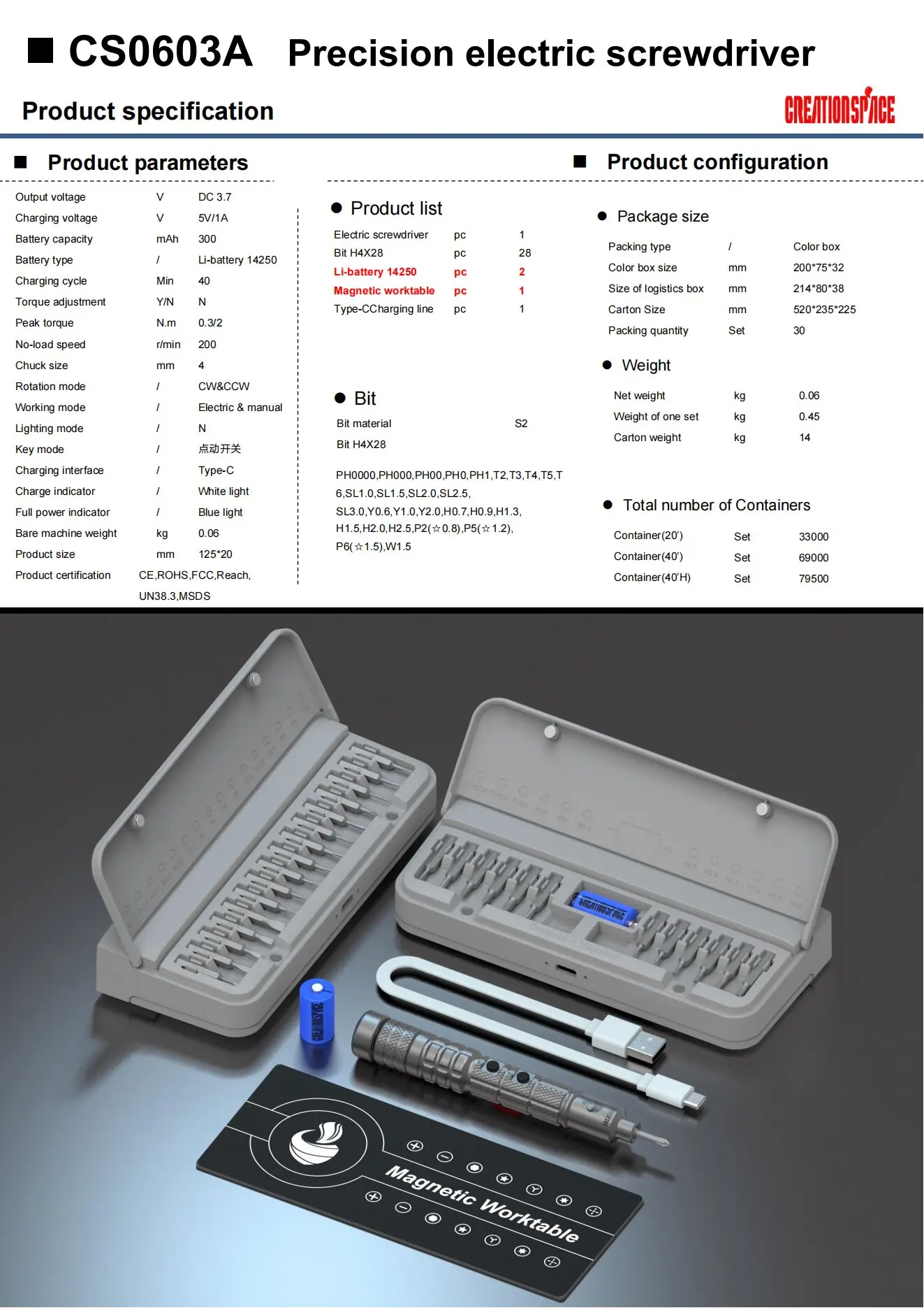 Perceuse Visseuse Sans Fil,CreationSpace-Mini tournevis électrique pour ...