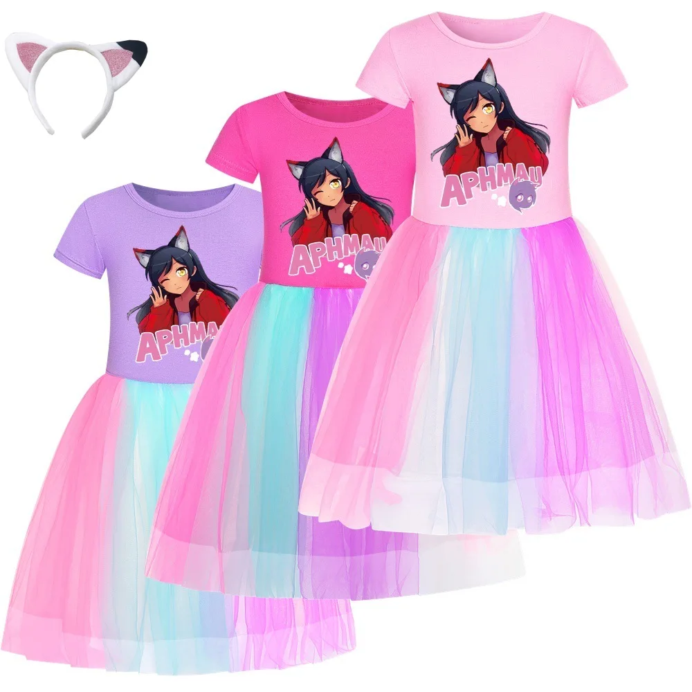 Kawaii-Aphmau-Clothes-Kids-Short-Sleeve-Casual-Dresses-Baby-Girls ...