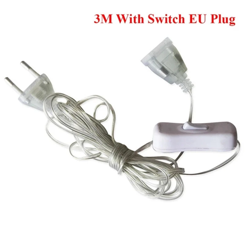 3m Plug Extender Wire Extension Cable Eu/us Plug For Led String Light ...