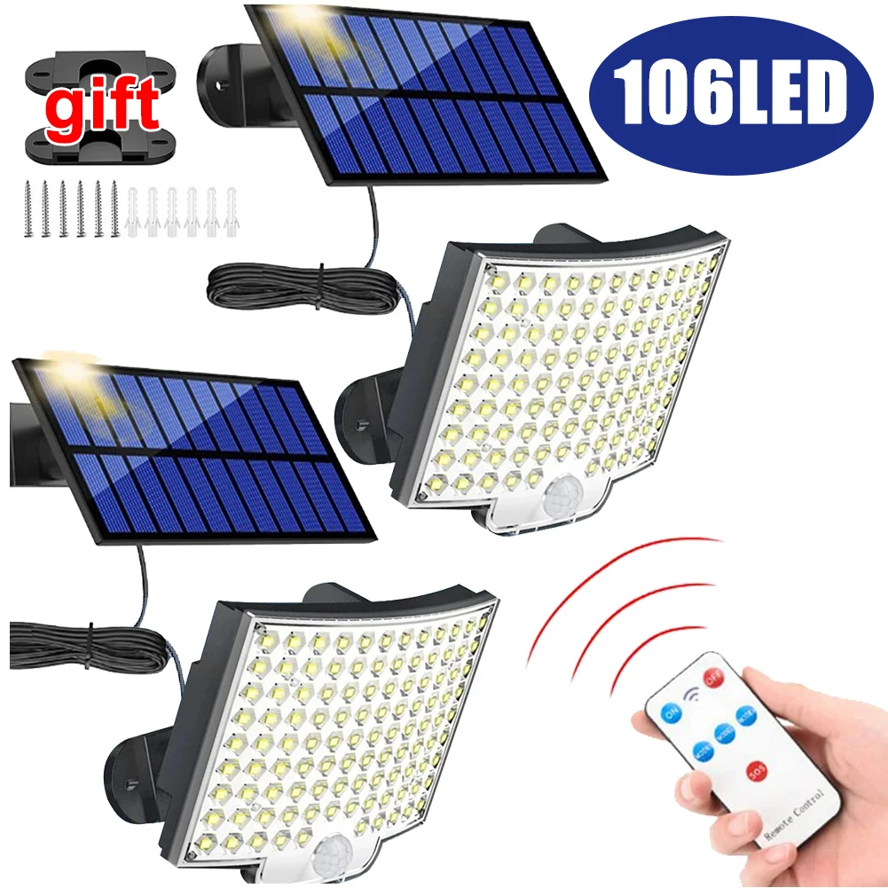 Super-Bright-106-LED-Solar-Split-Wall-Lamp-3-Modes-Waterproof-Motion ...
