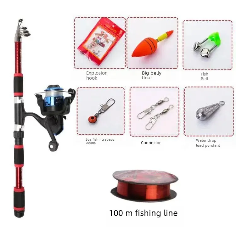 Portable Ultra-hard Sea Rod Set Long-throw Fishing Rods Glass Steel ...