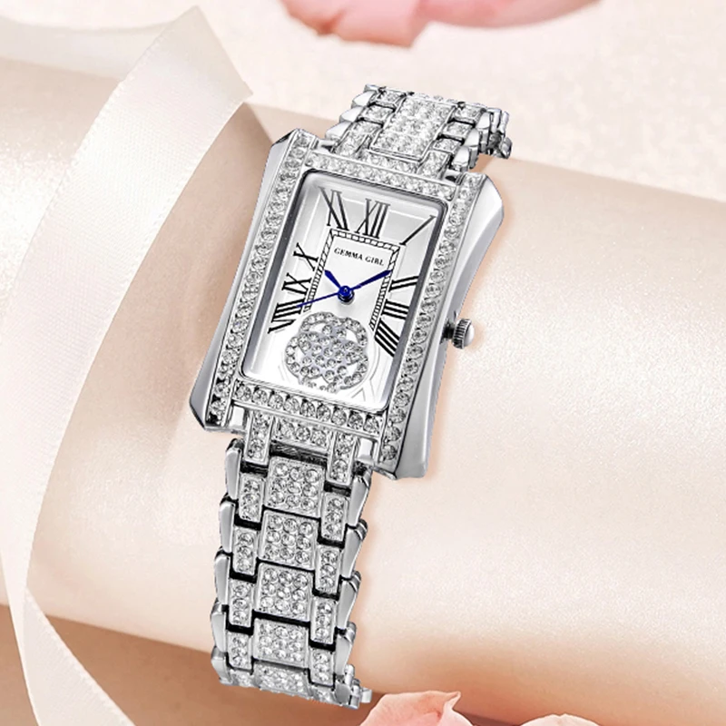 Women-s-Quartz-Watch-Classic-GEMMA-GIRL-Zircon-Roman-Dial-Rectangle ...