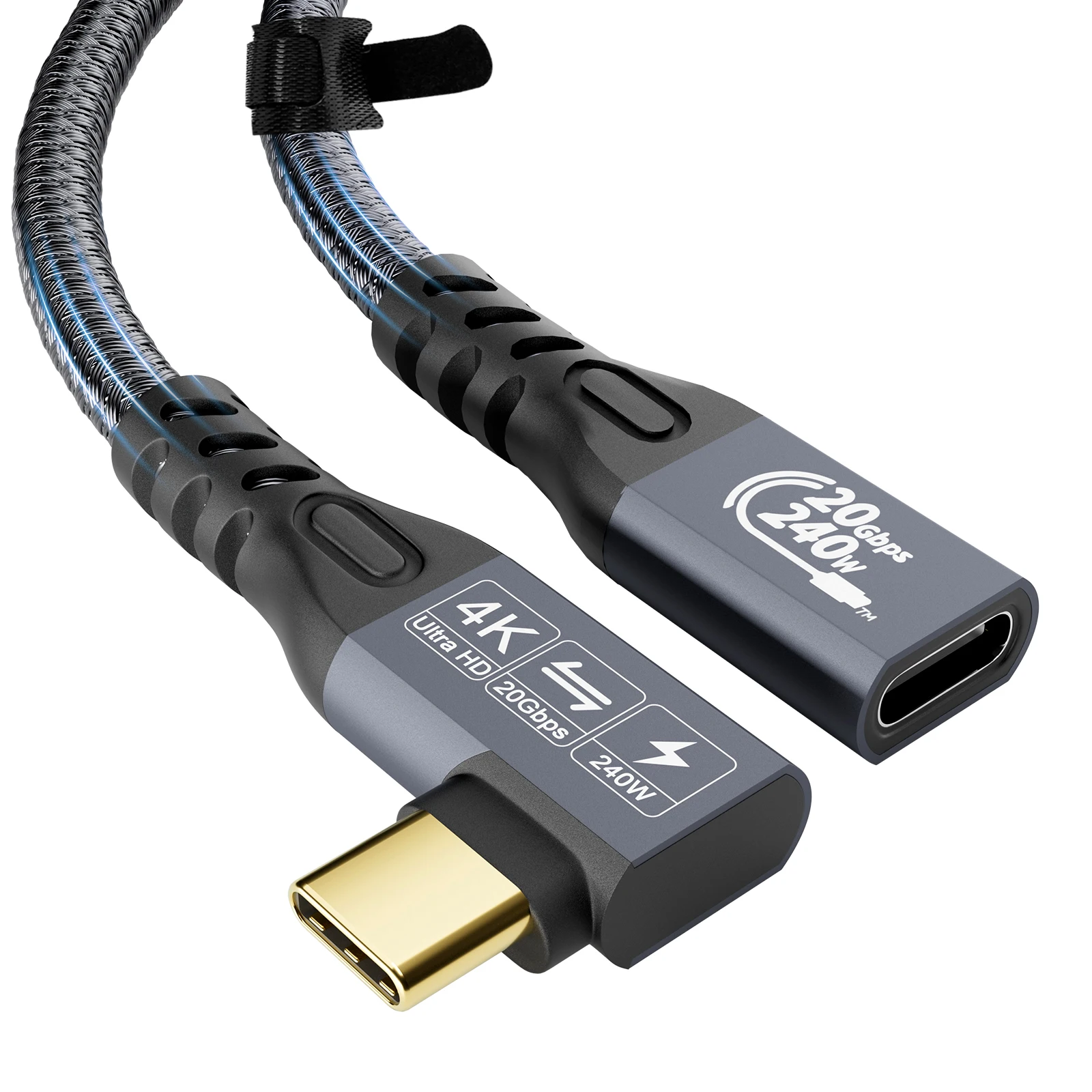 USB-3-2-Extension-Cable-20Gbps-240W-Gen2-Thunderbolt-90Degree-Cable-USB ...