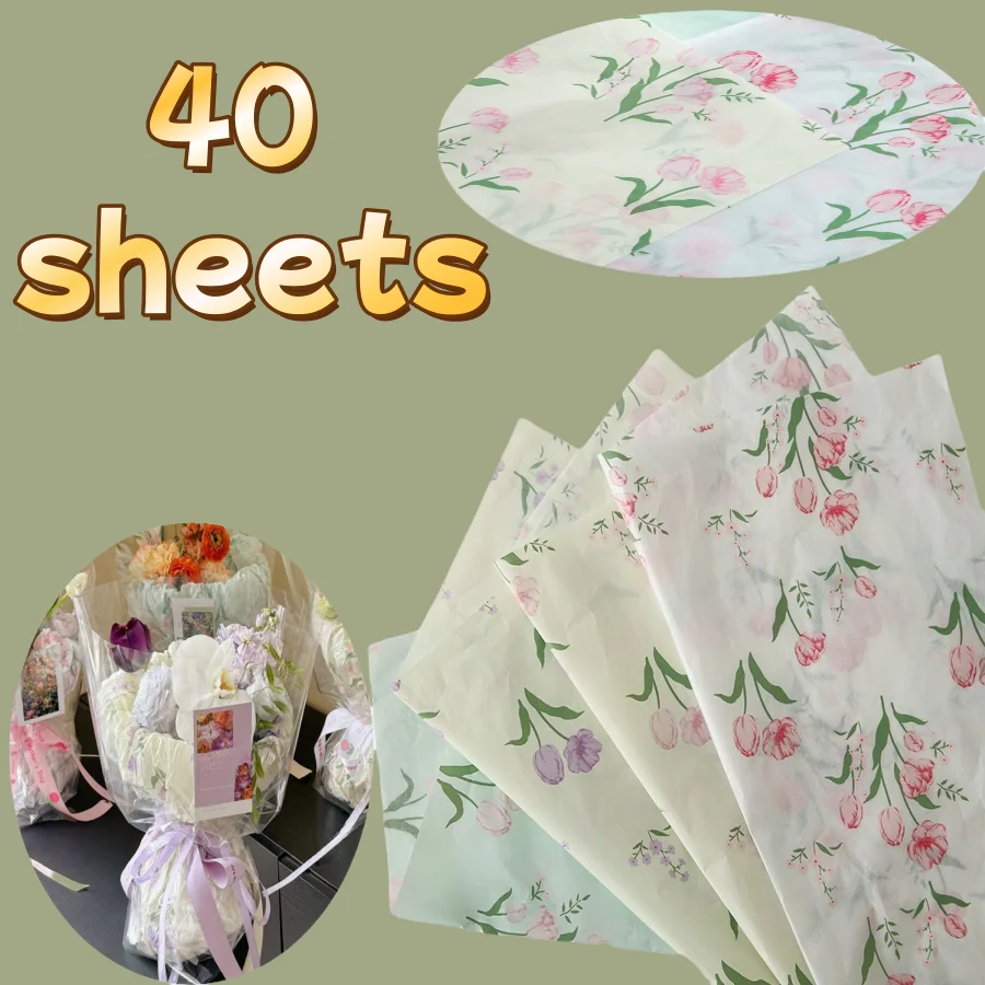 40-Sheets-70X50cm-Flower-Patterned-Tissue-Paper-Ideal-for-Gifts ...