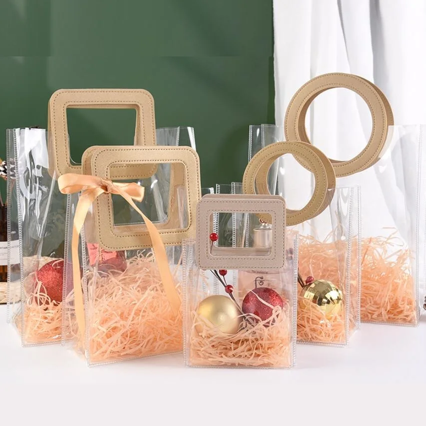 Round-Champagne-Handle-PVC-Bags-Gift-Plastic-Bag-With-Square-Handle ...