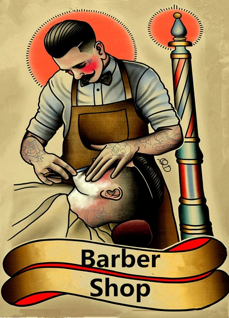 Barber Shop Tattoo Flash